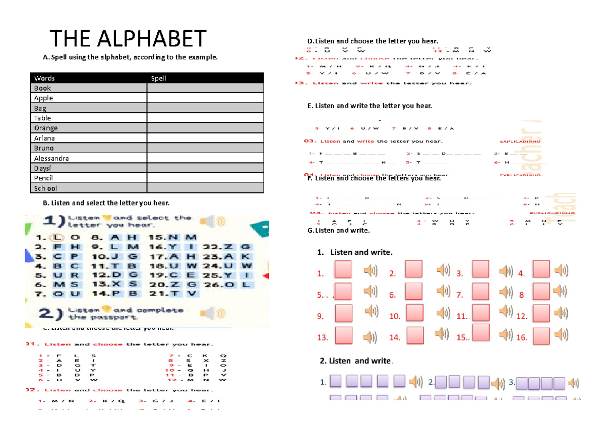 Academia SAN Marcos - copia - A. Spell using the alphabet, according to ...
