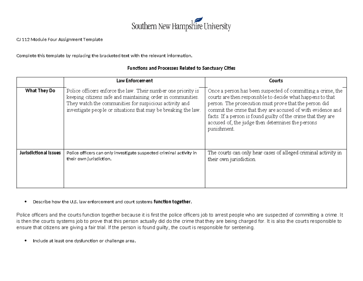CJ 112 Module Four Assignment Template - CJ 112 Module Four Assignment ...