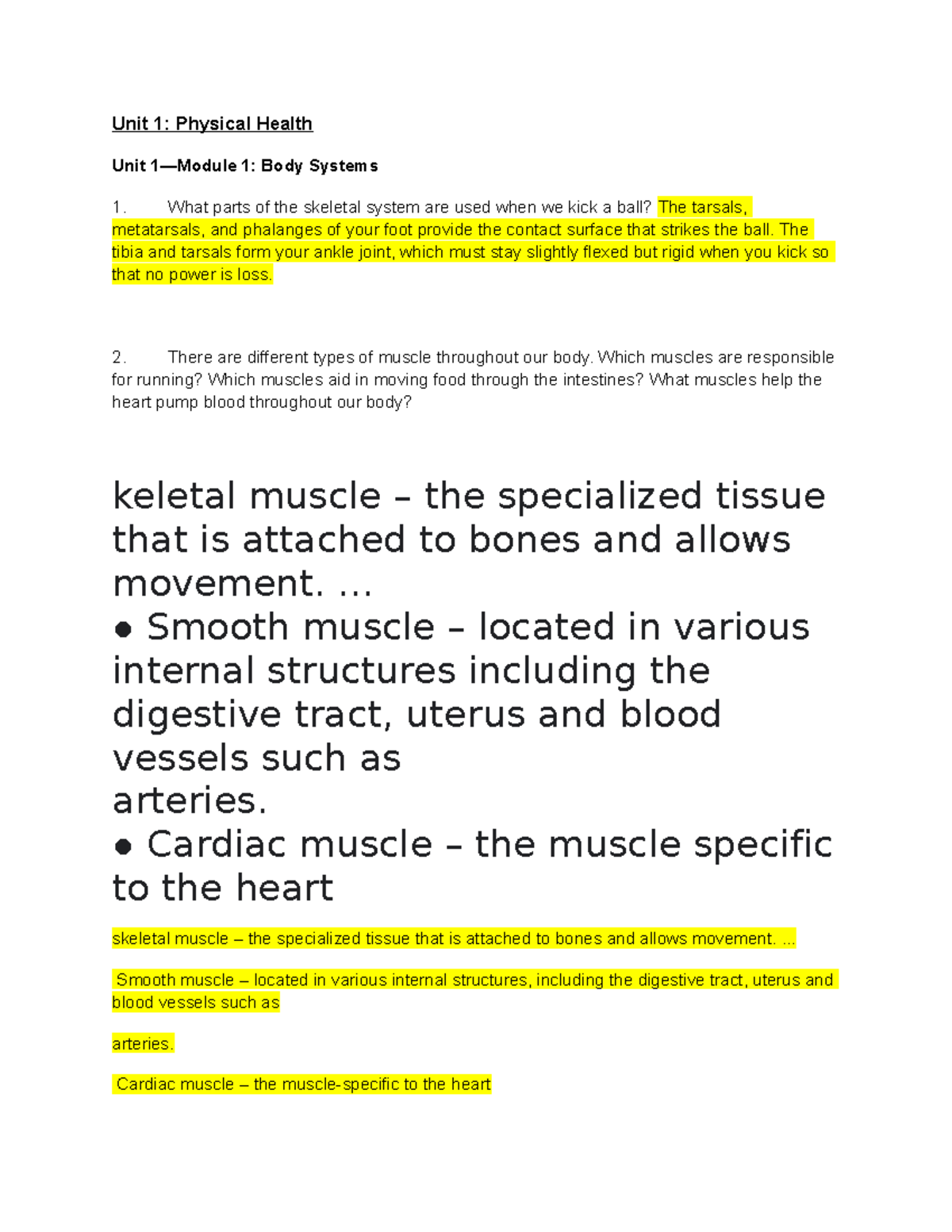 C245 Study questions physical health - Unit 1: Physical Health Unit 1 ...