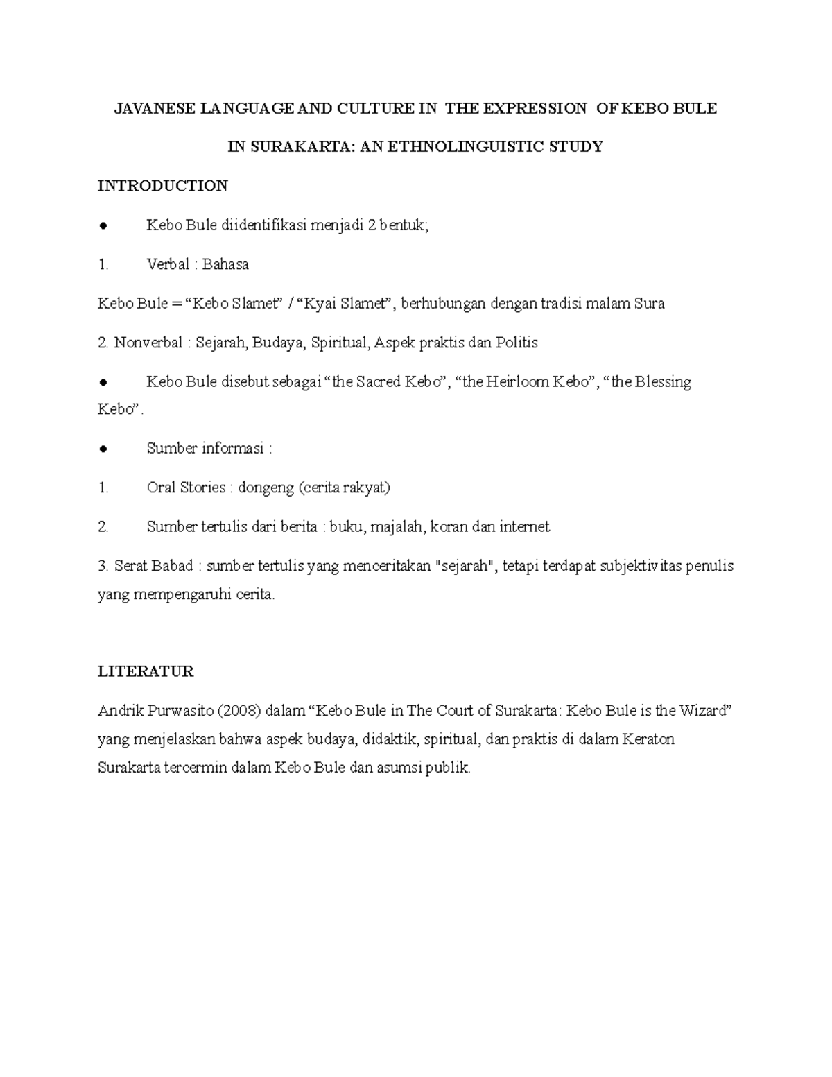 Javanese Language AND Culture IN THE Expression OF KEBO BULE - JAVANESE ...