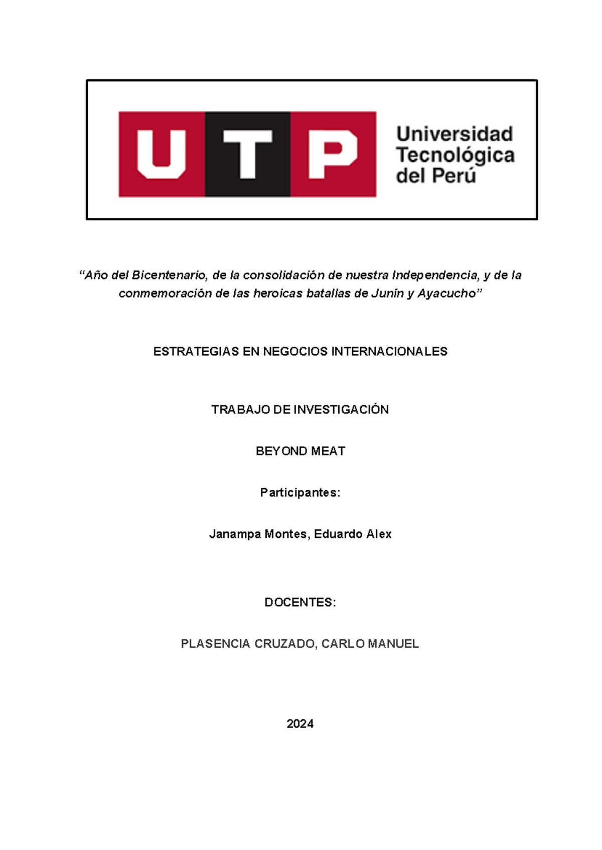 Estrategias - SDFSDF - “Año del Bicentenario, de la consolidación de nuestra Independencia, y de ...