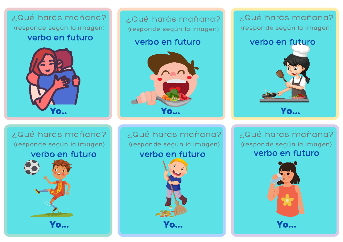 11. Verbos en futuro - (responde según la imagen) verbo en futuro Yo ...