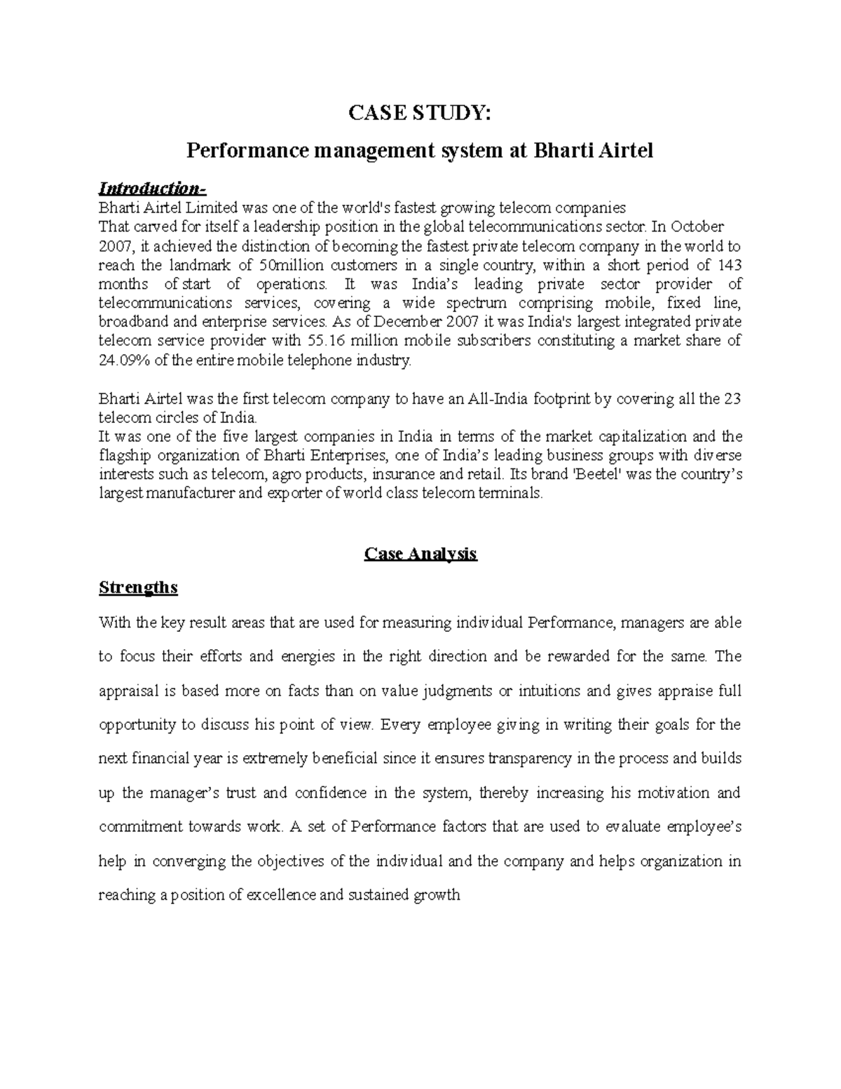 CASE Study - The Case Studies will help the students the application of ...