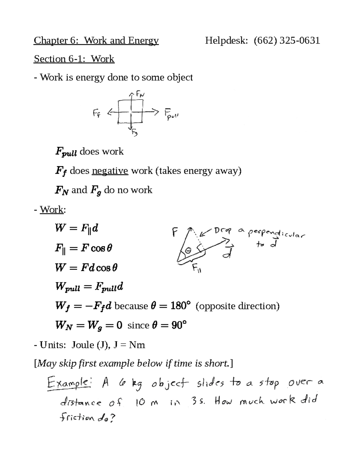 Chapter 6 gen phys - Robert Wagner Lecture Materials - Chapter 6: Work ...