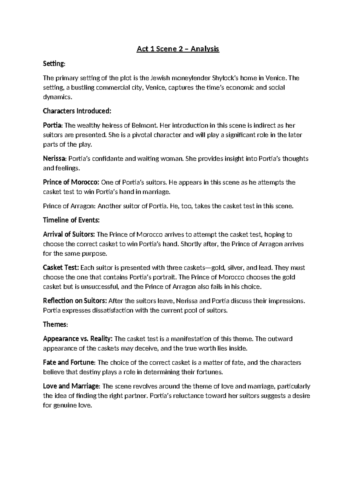 Merchant of Venice Act 1 Scene 2 - Analysis - Act 1 Scene 2 – Analysis ...