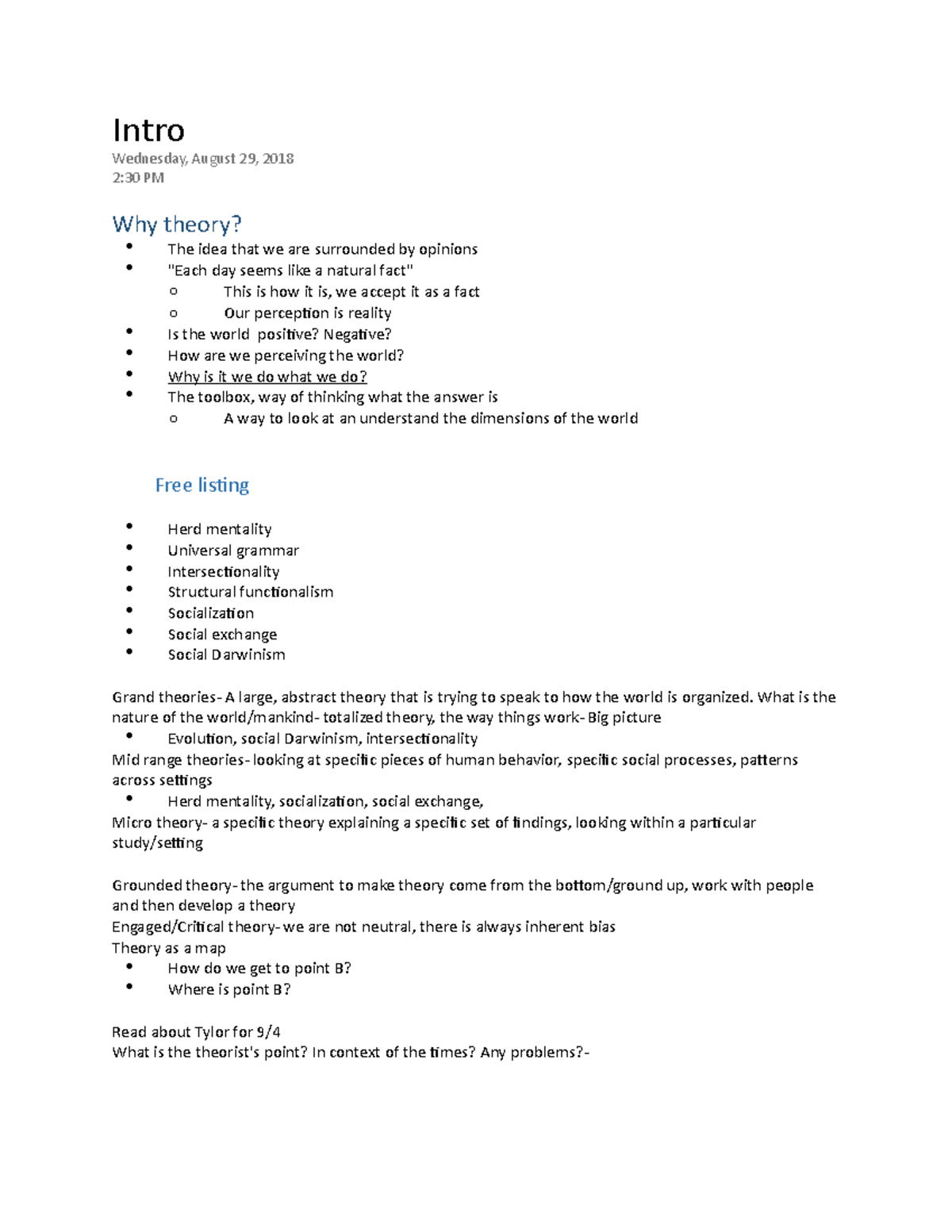 Intro notes - Dr. Chard - Intro Wednesday, August 29, 2018 2:30 PM Why ...