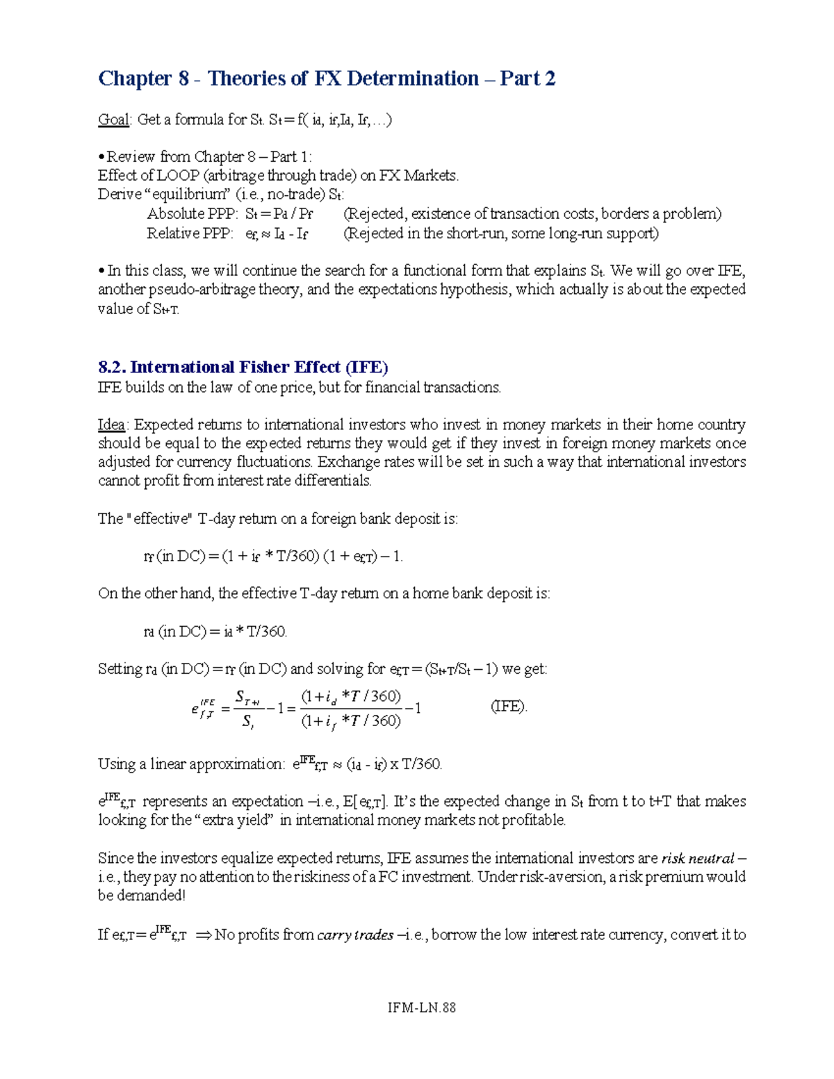 International Fisher Effect (IFE) - Chapter 8 - Theories of FX ...