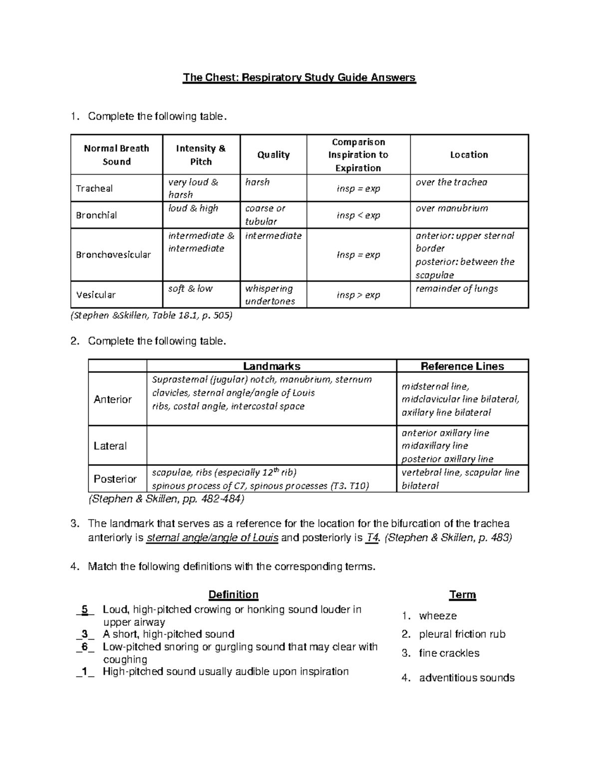 Respiratory Study Guide Answers -Win2023 - 180 - Studocu