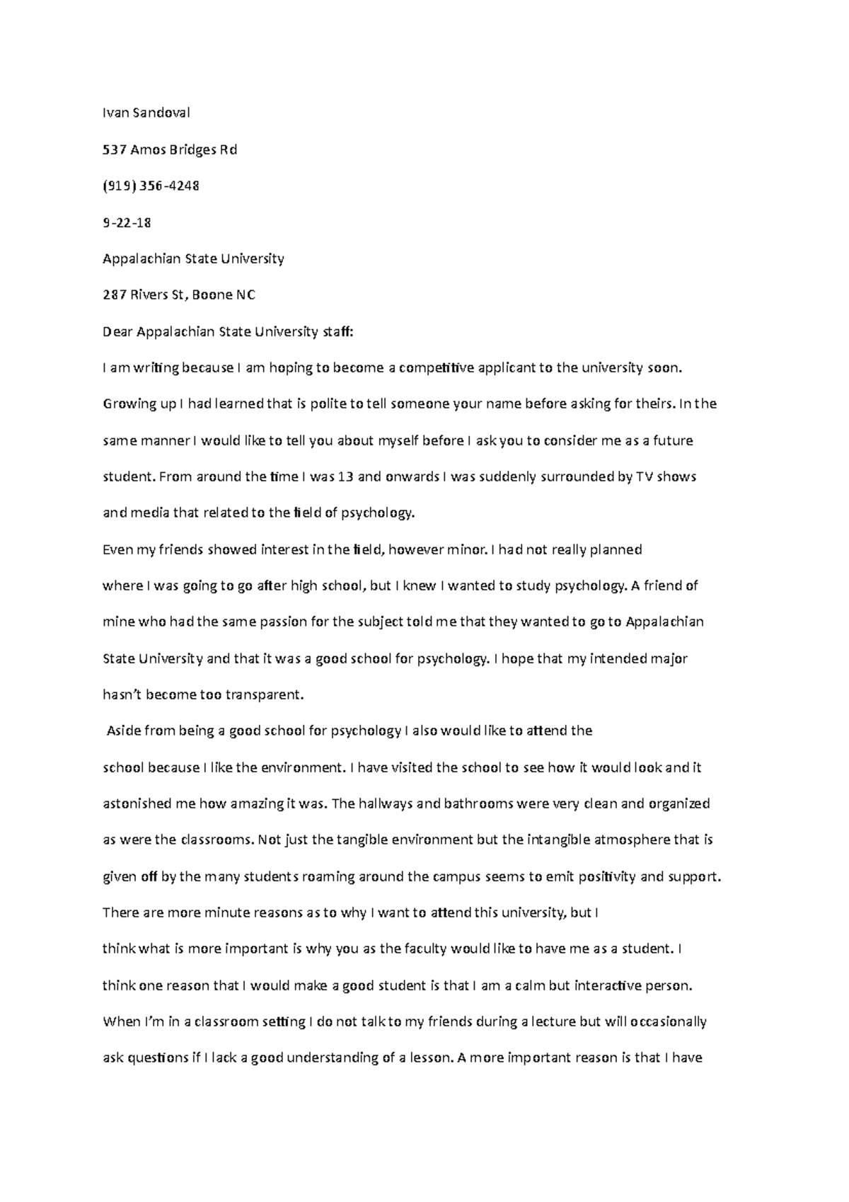 App Letter - kjkgkjhw - Ivan Sandoval 537 Amos Bridges Rd (919) 356- 9 ...