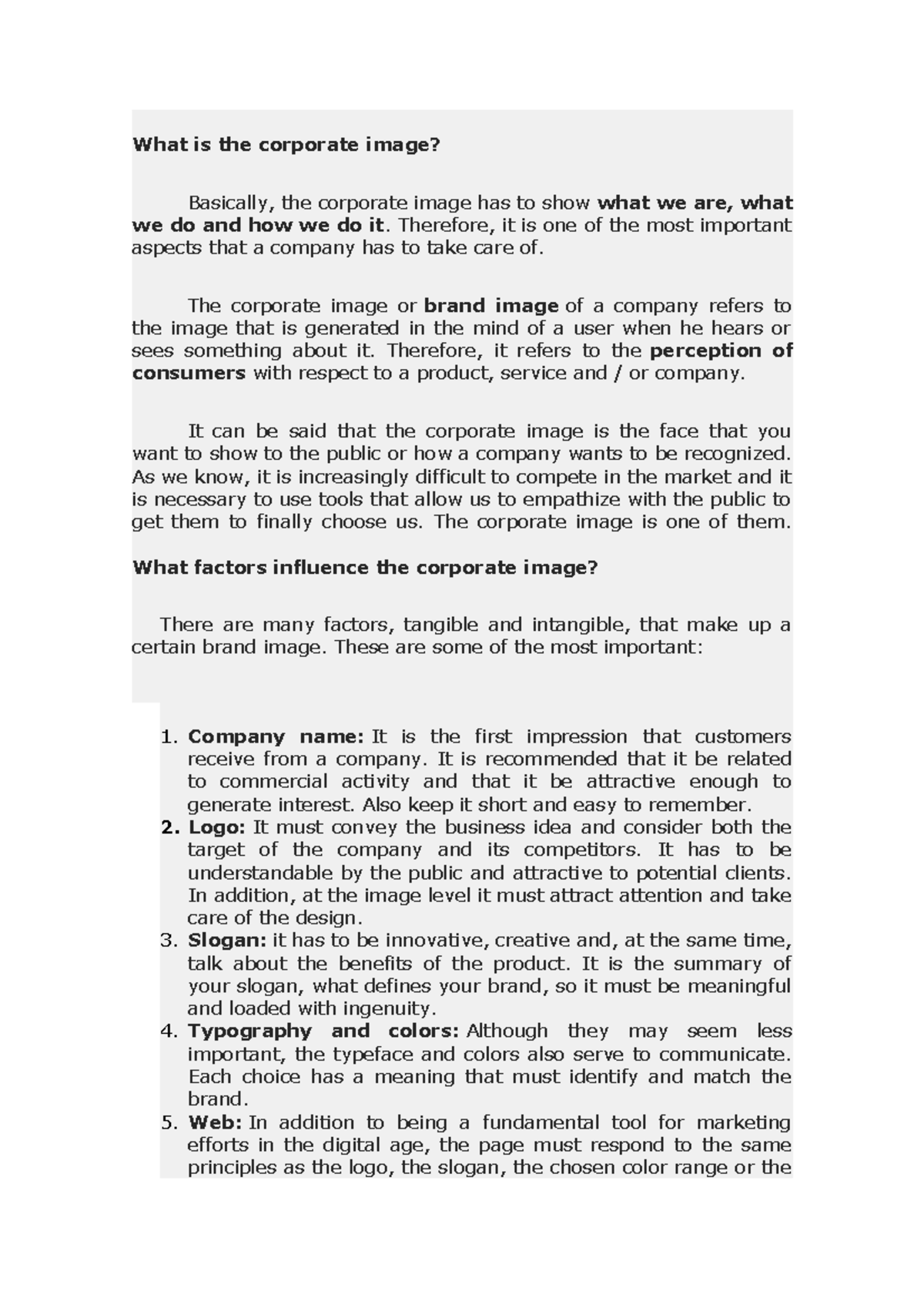 U2. What is the corporate image - What is the corporate image ...