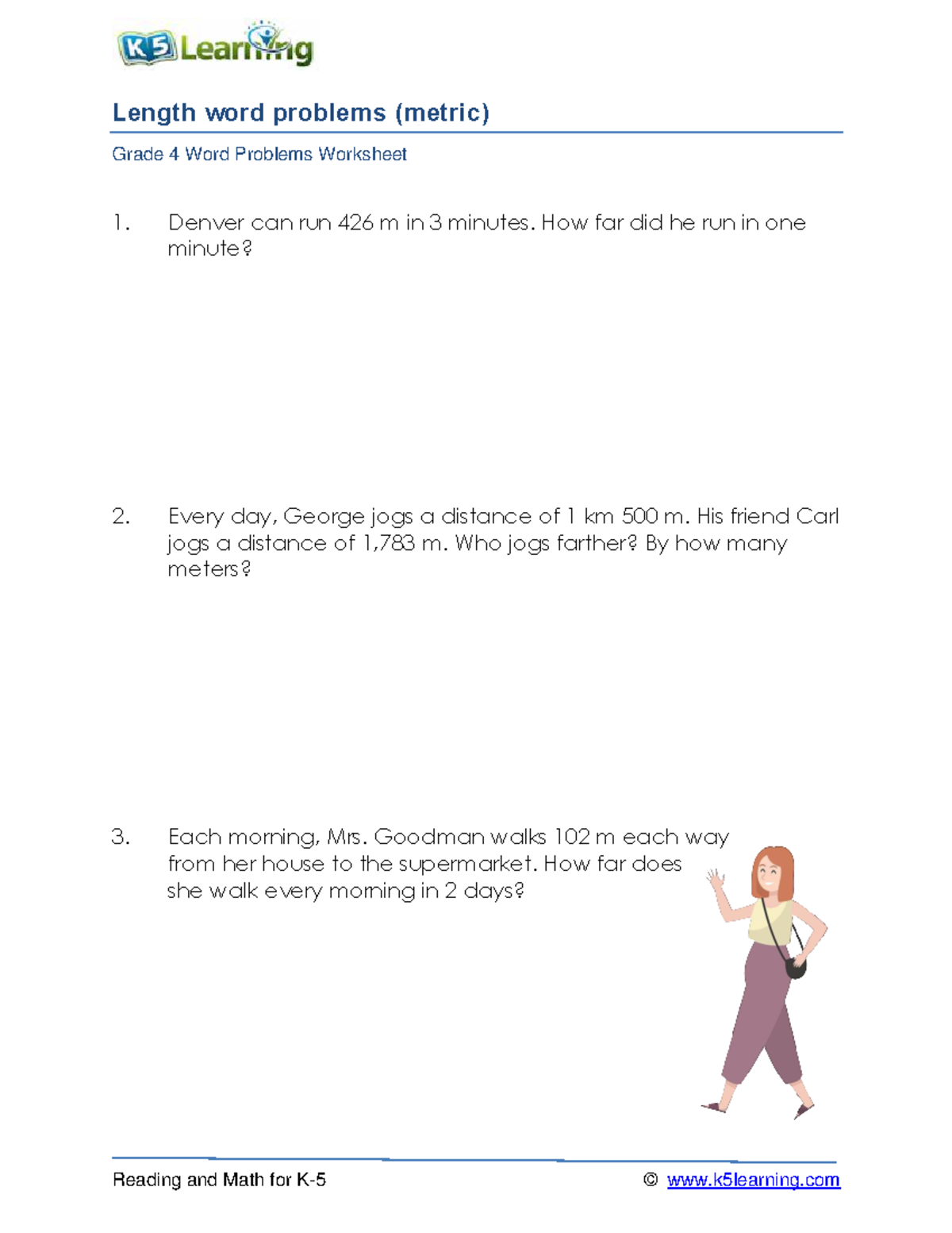 Grade 4 length word problems e - Reading and Math for K- 5 © k5learning ...