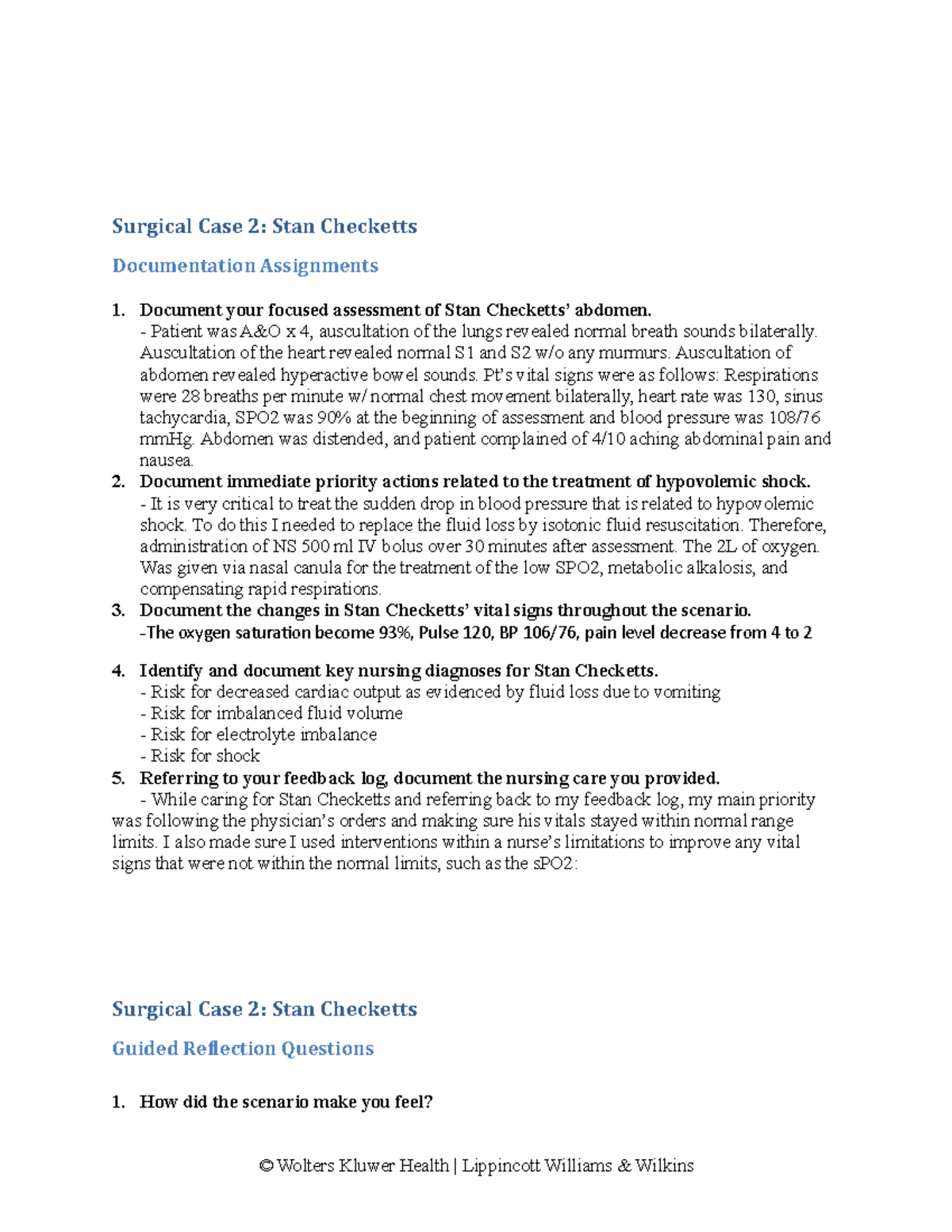 Stan Checketts VSIM documentation and guided reflection - Surgical Case ...