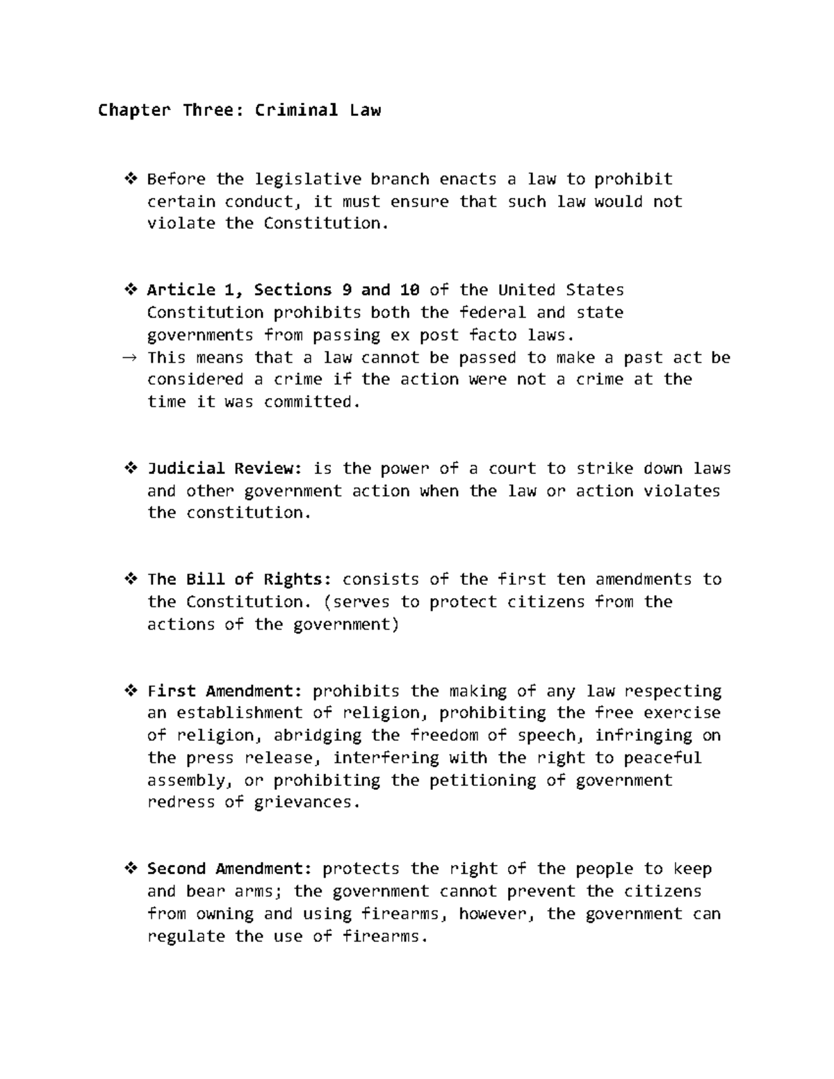 Criminal Law Chapter 3 Notes - Chapter Three: Criminal Law Before the ...