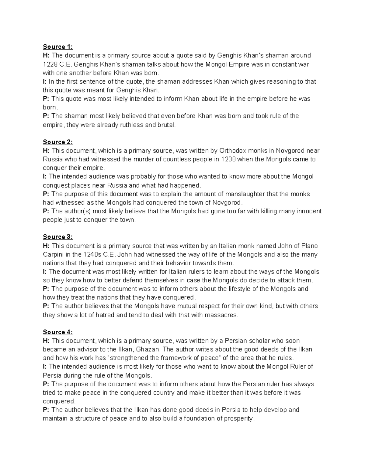 DBQ Practice 1-9 - Used the HIPP method to answer questions. - Source 1 ...