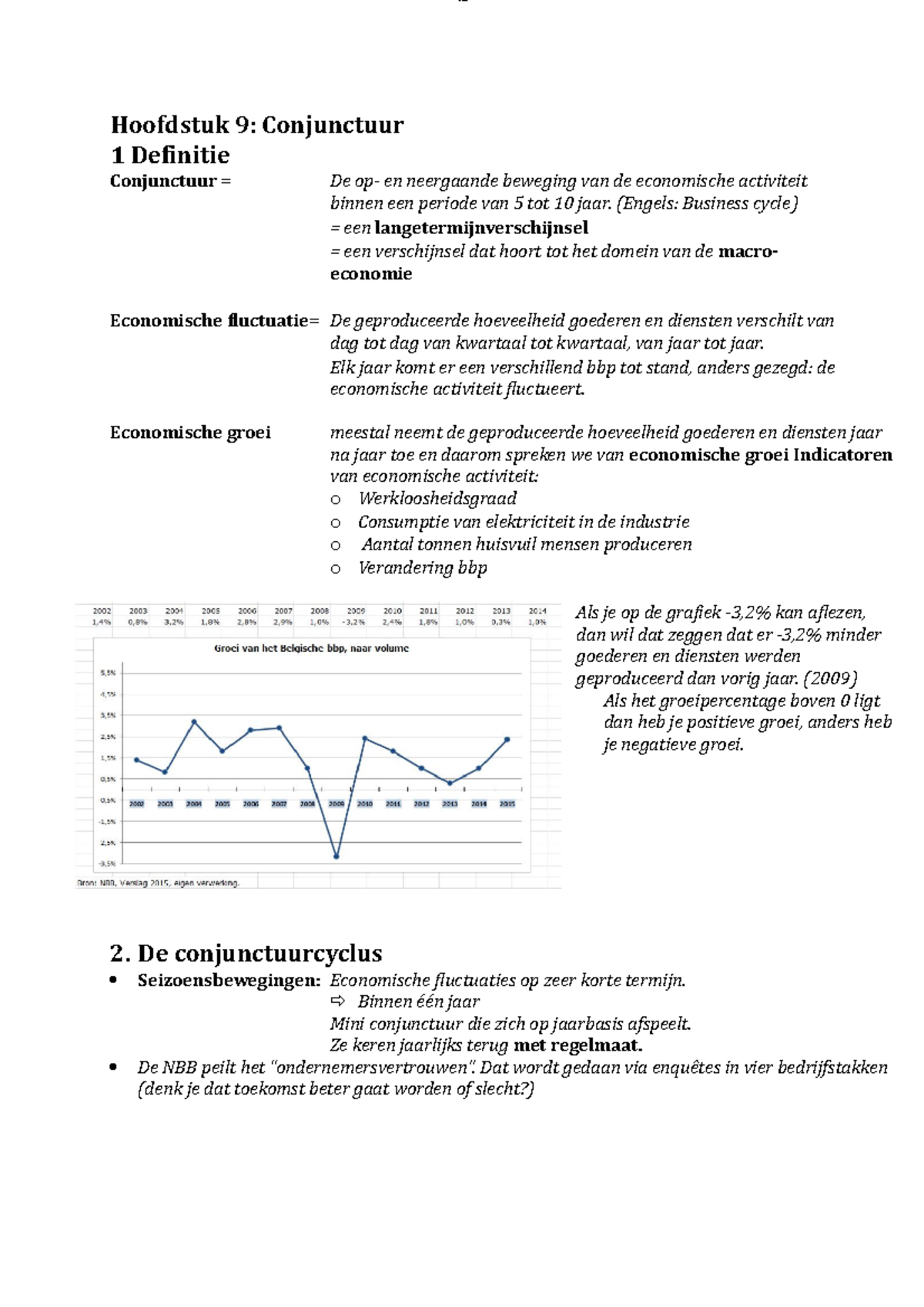 Samenvatting hoofdstuk 9 - Hoofdstuk 9: Conjunctuur 1 Definitie ...