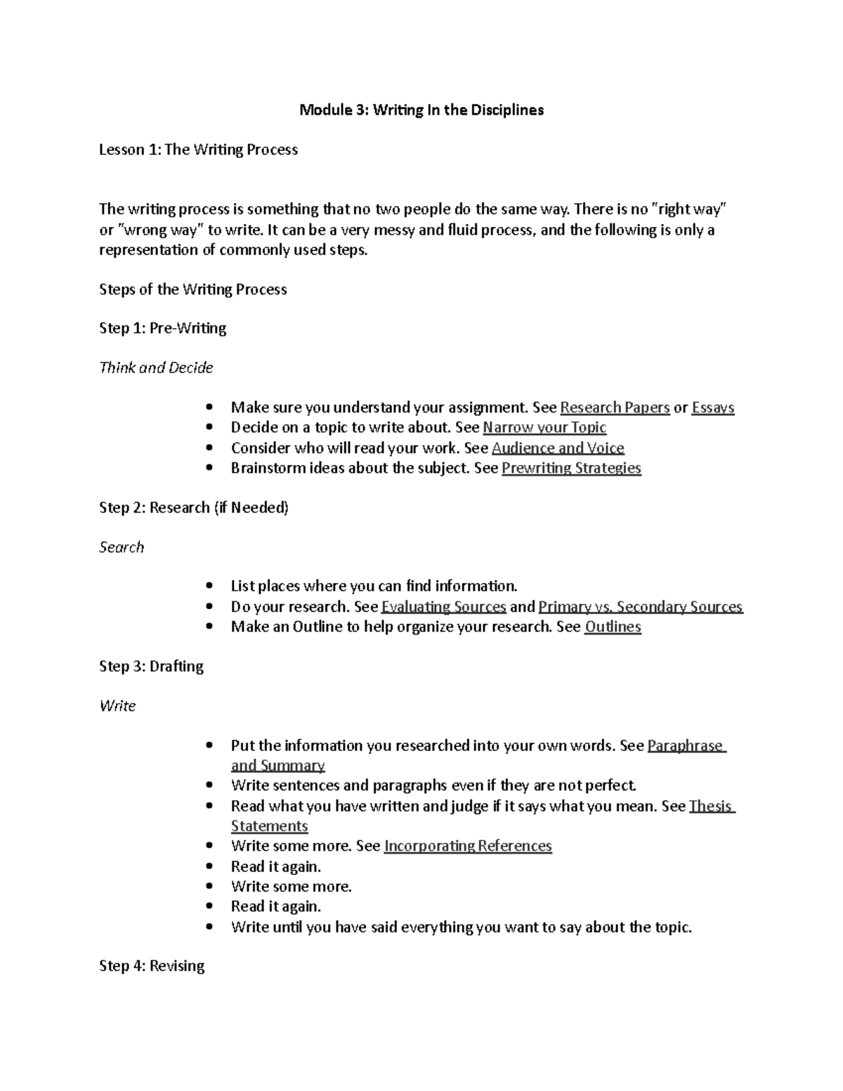 Module 3 Writing in the disciplines - Module 3: Writing In the ...