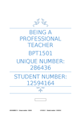 BPT1501 - Unisa - Being a proffersional teacher - Studocu
