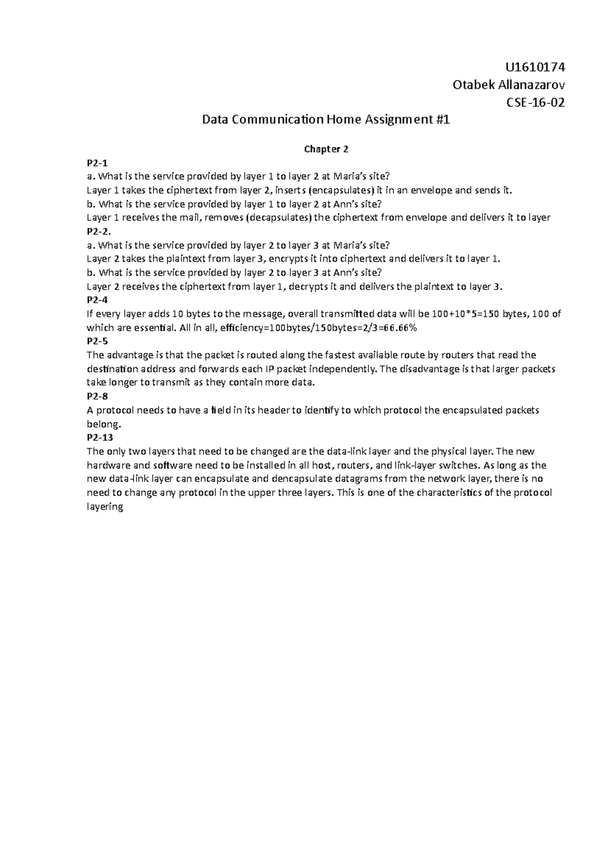 DC hw1 - Data Communication home task #1 - U Otabek Allanazarov CSE-16 ...