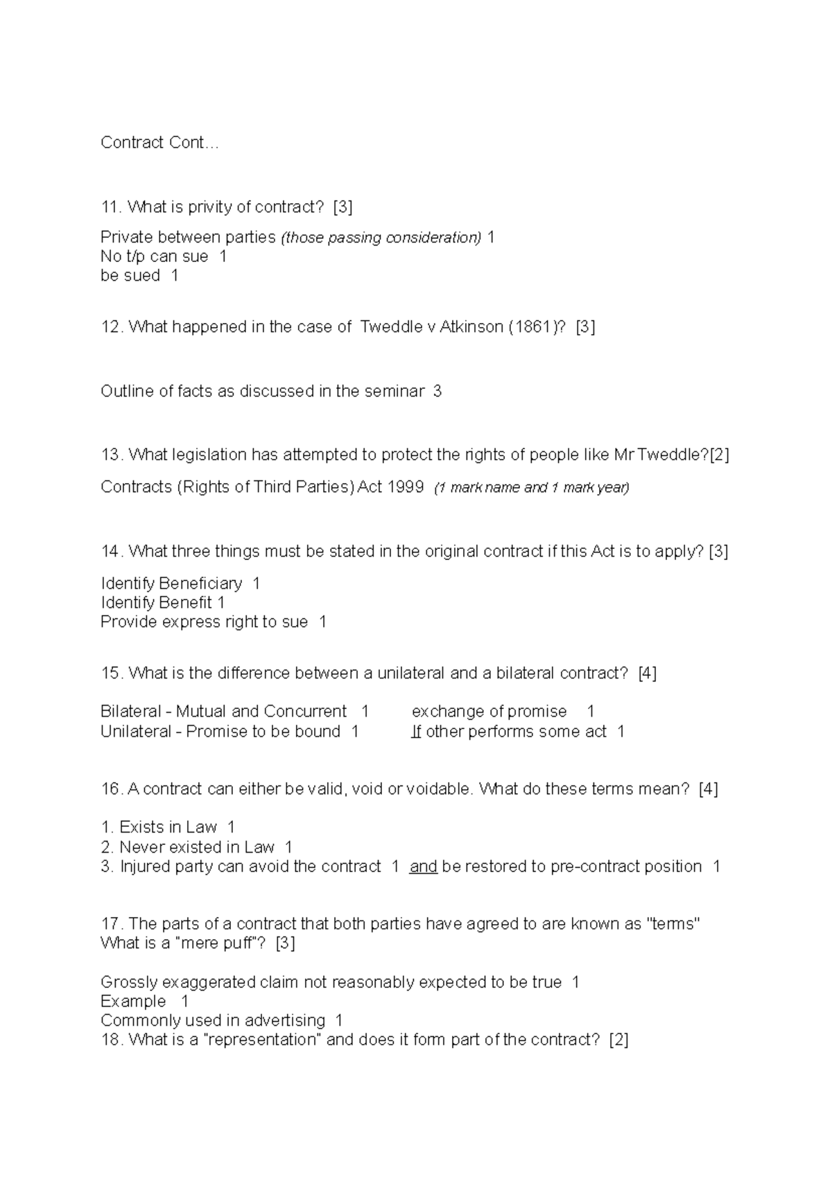 Sample/practice exam 2018, questions and answers - Contract Cont ...