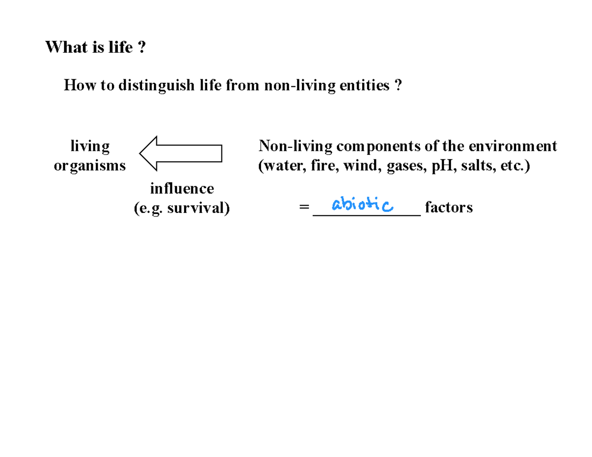 Module 2 notes- 2022/23 - What is life? How to distinguish life from ...