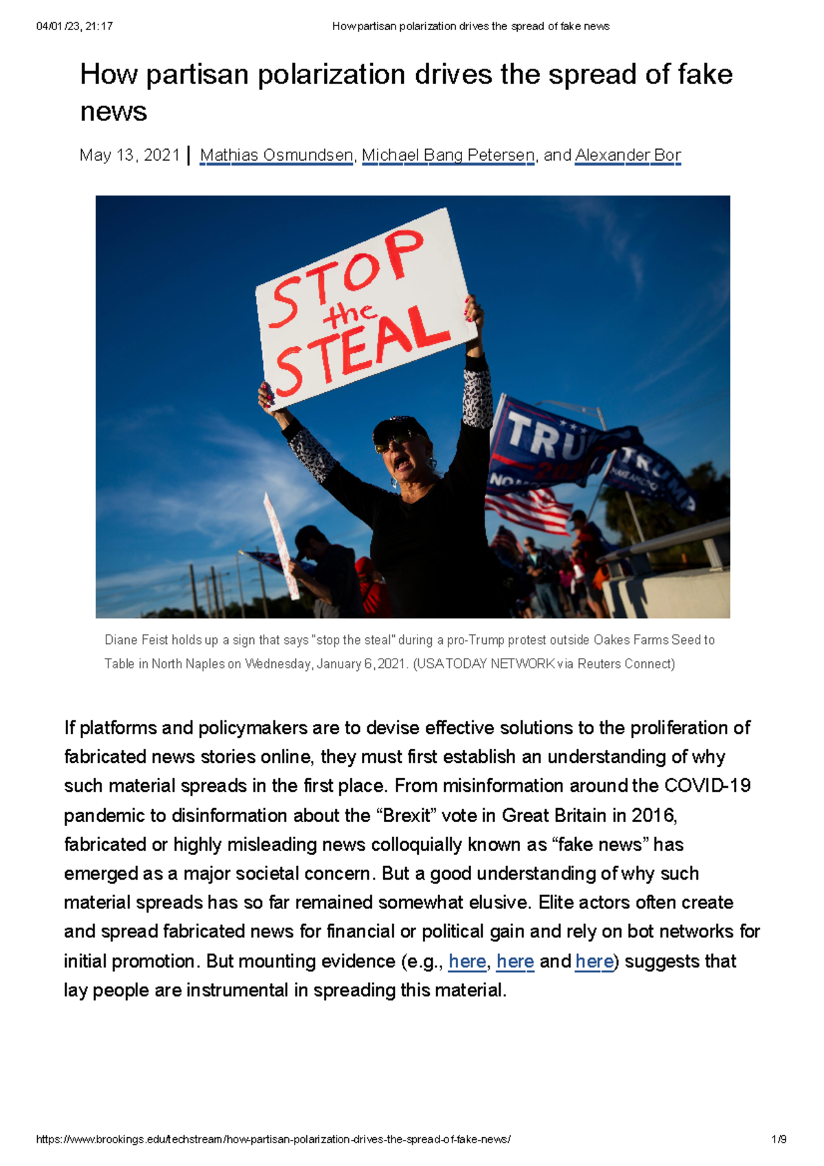 How partisan polarization drives the spread of fake news - (USA TODAY ...