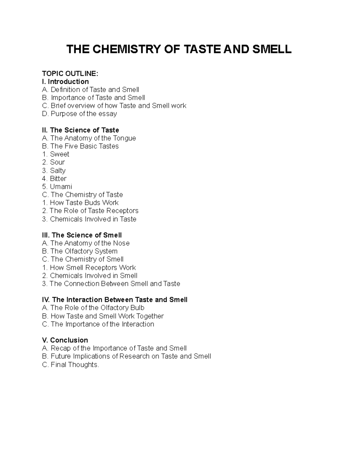 The Chemistry of Taste and Smell - THE CHEMISTRY OF TASTE AND SMELL ...
