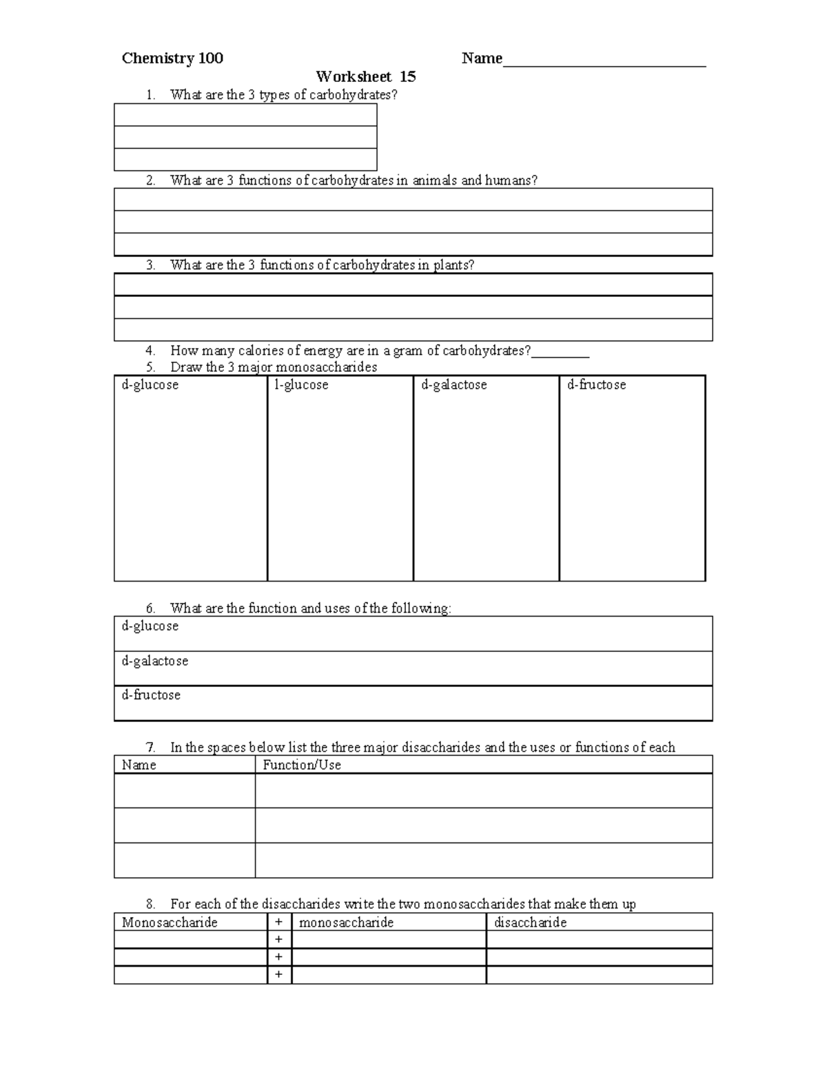 Chemistry 100 Worksheet 15 - Chemistry 100 Name ...