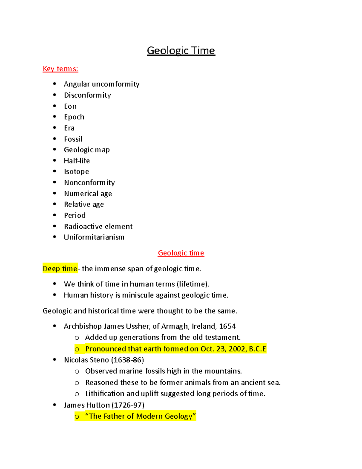 Geologic Time - physical geology - Geologic Time Key terms: Angular ...