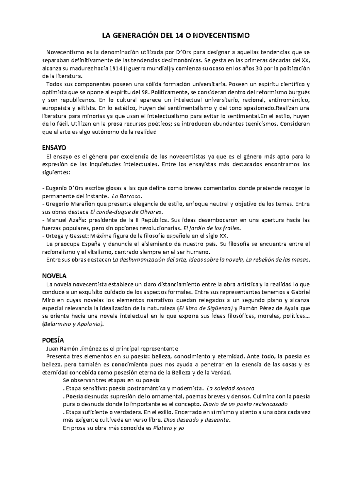 LA GeneracióN DEL 14 O Novecentismo - LA GENERACIÓN DEL 14 O ...