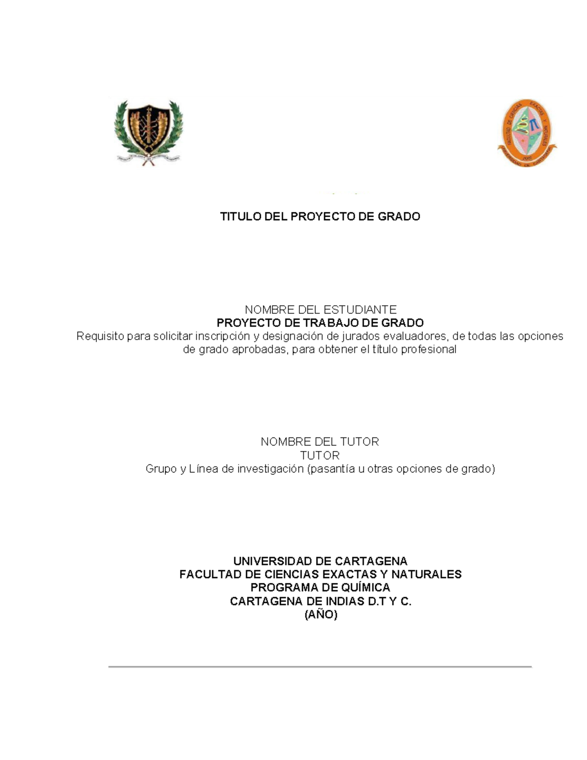 Formato presentación Proyecto de Grado 290824 - TITULO DEL PROYECTO DE GRADO NOMBRE DEL ...