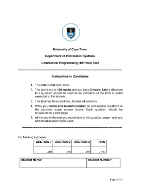 INF1002F - UCT - Information systems I - Studocu
