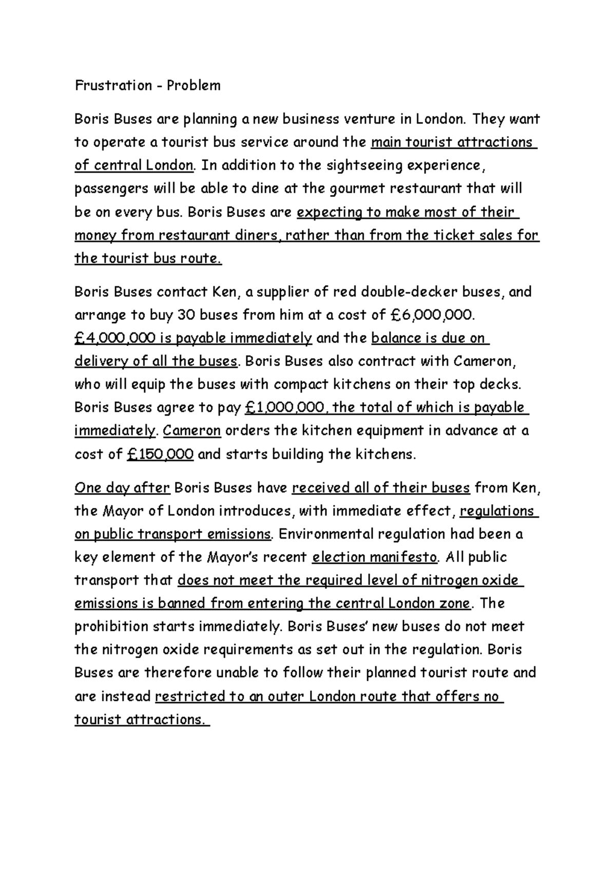 Boris Buses - Contract law reference problem question ...