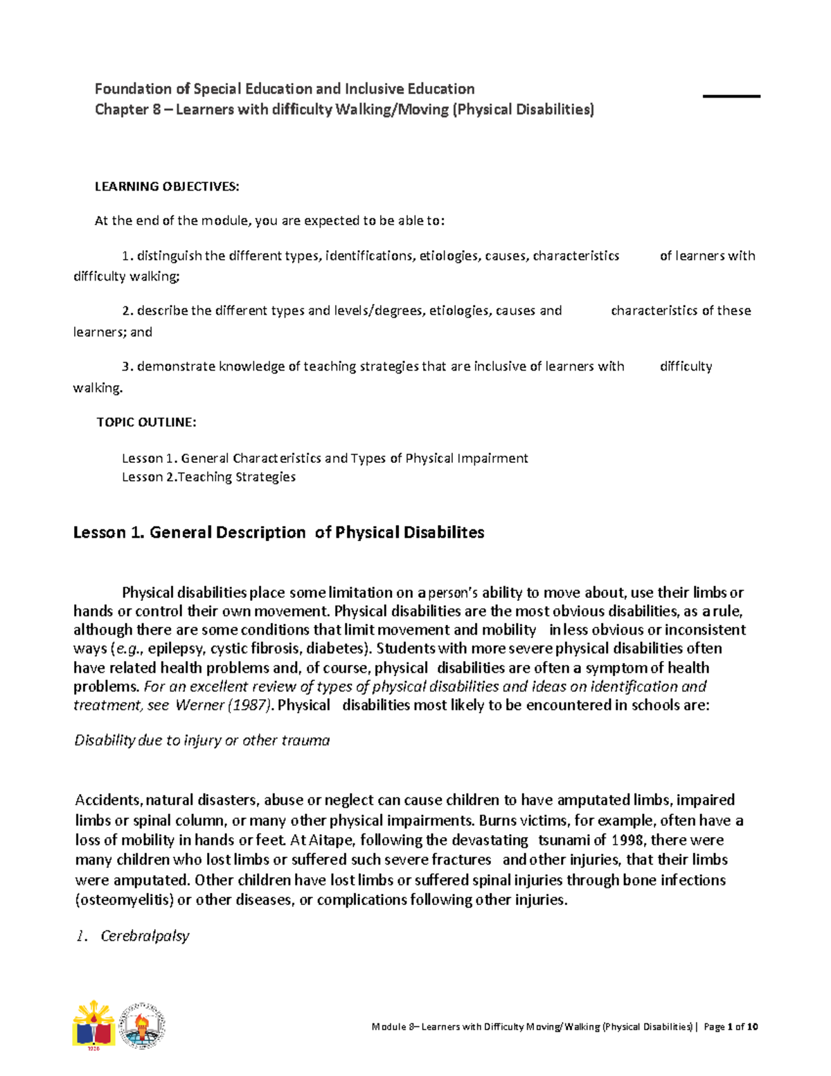 Lecture notes 8 - rhrhr - LEARNING OBJECTIVES: At the end of the module ...