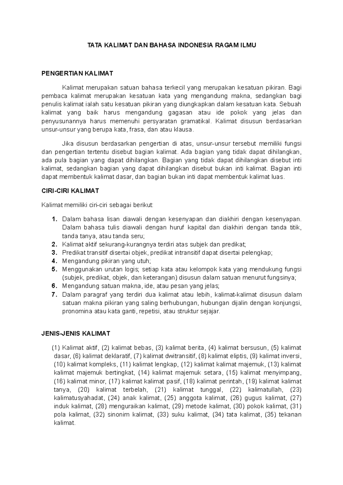 Tata Kalimat dan Bahasa Indonesia Ragam Ilmu - TATA KALIMAT DAN BAHASA ...