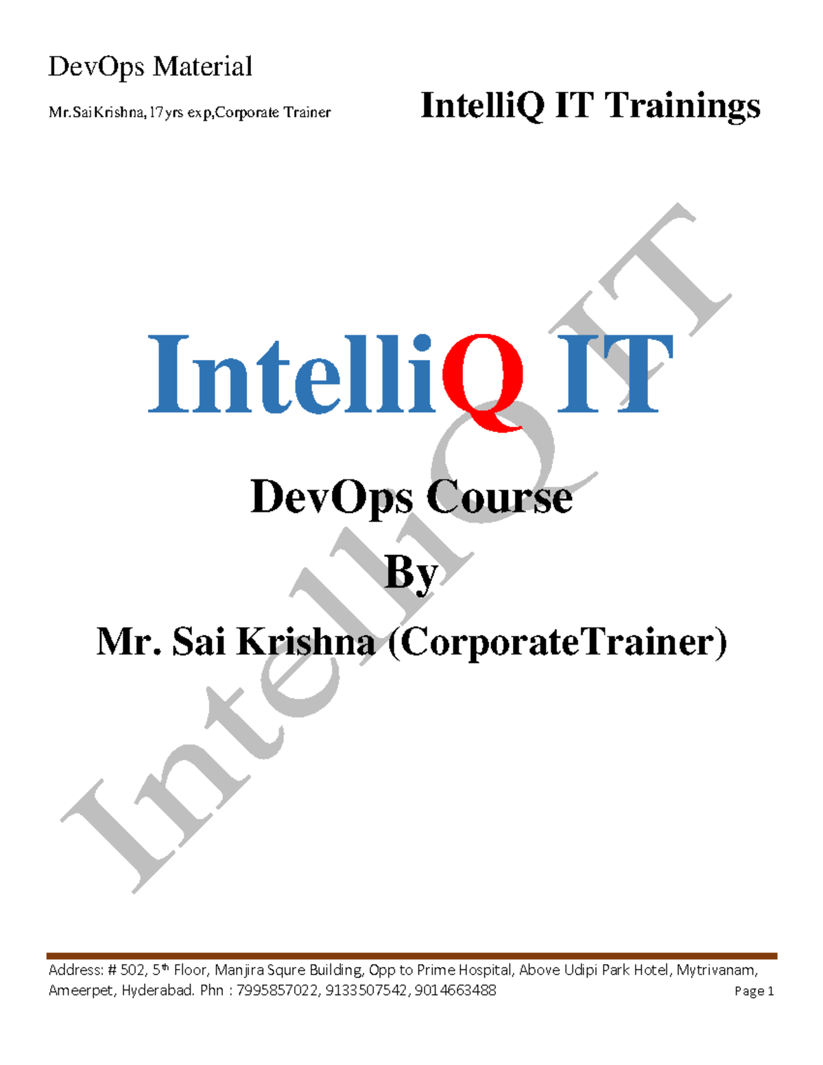 605484649 Intelliq Devops Softcopy - Mr,17yrs exp,Corporate Trainer ...