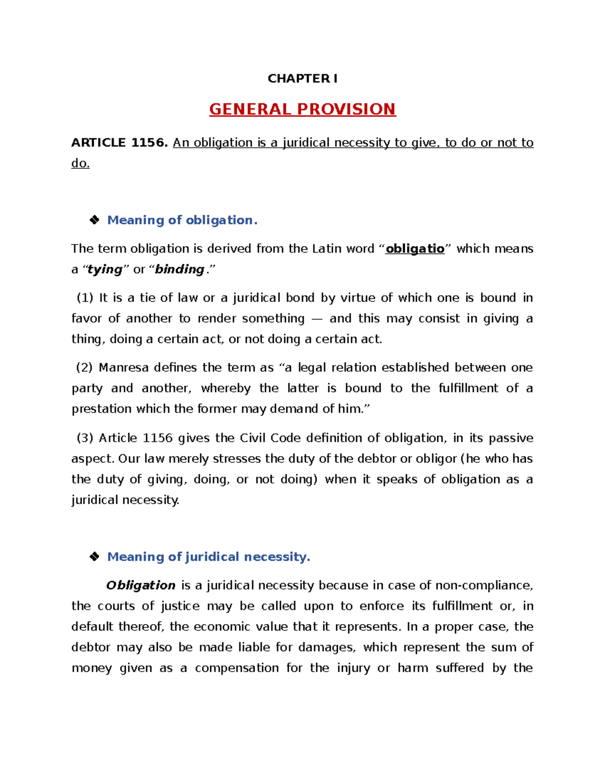General Provision - CHAPTER I GENERAL PROVISION ARTICLE 1156. An ...