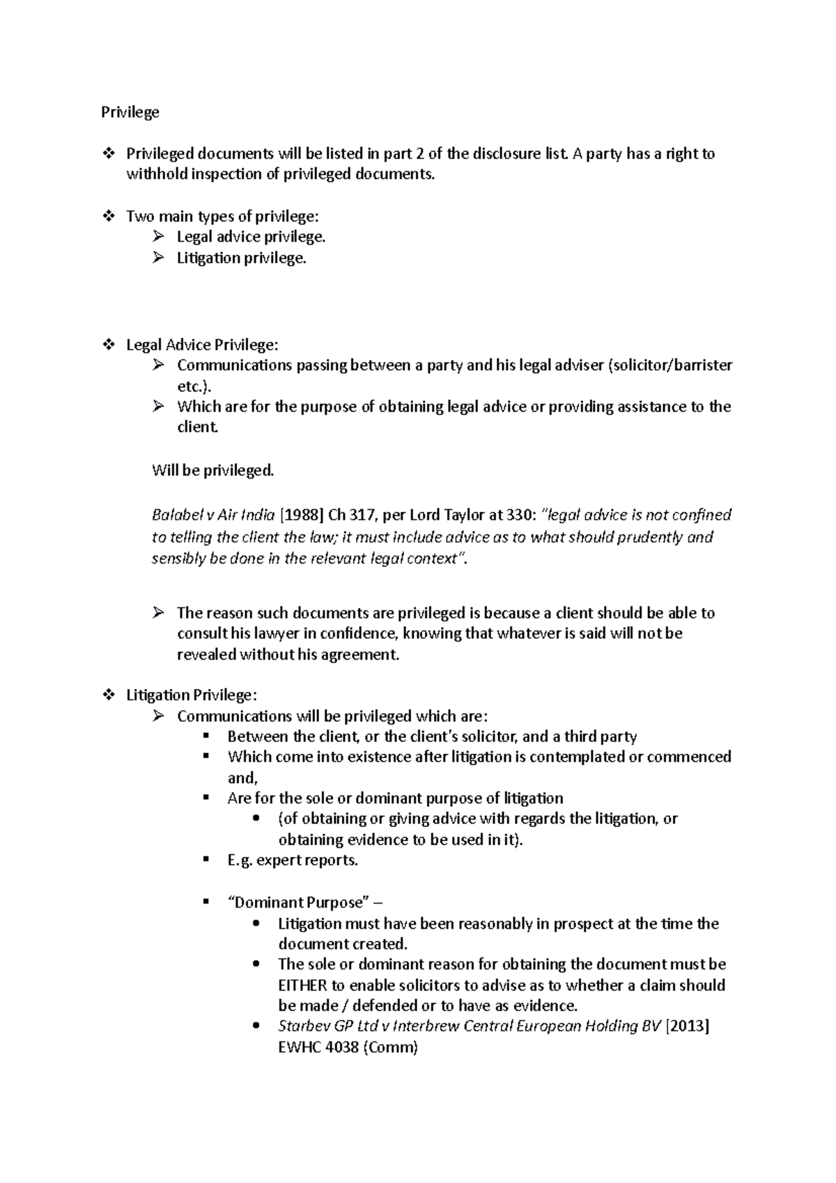 40. Privilege - Lecture notes 40 - Privilege Privileged documents will ...