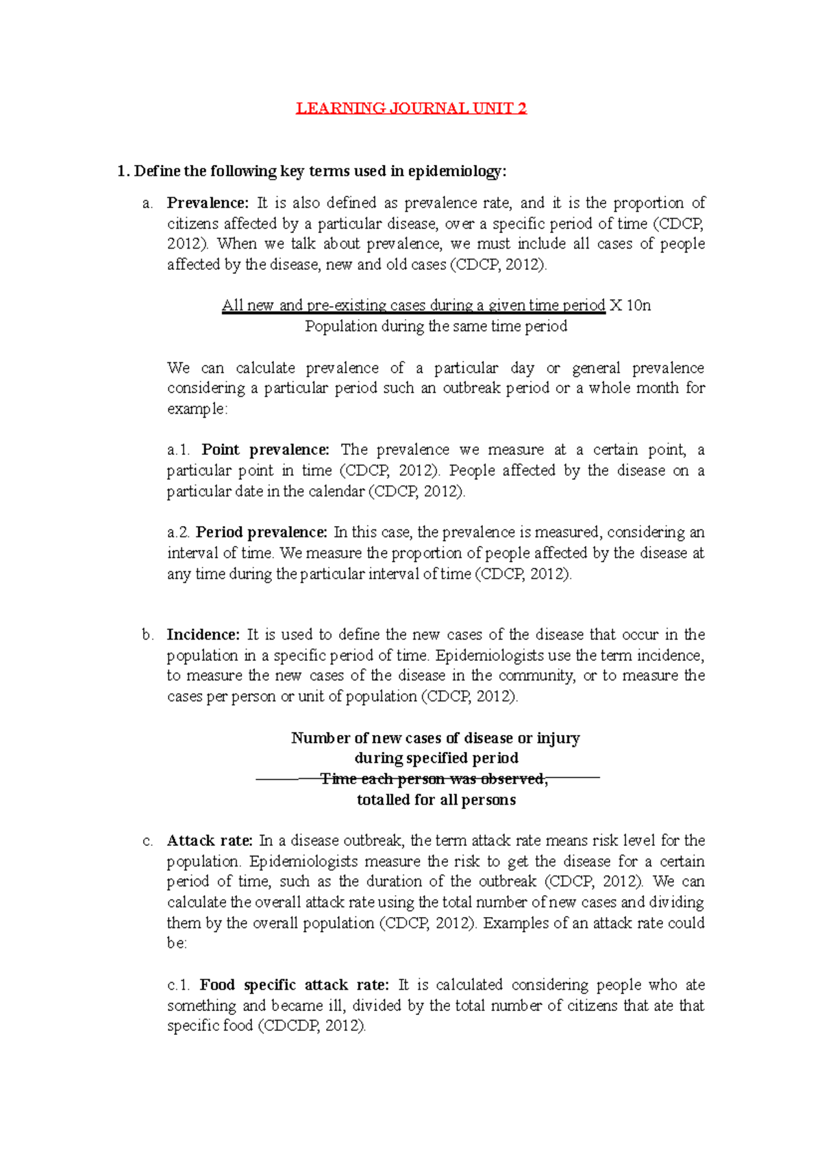 Learning Journal UNIT 2 - CPH 3311 - UoPeople - Studocu