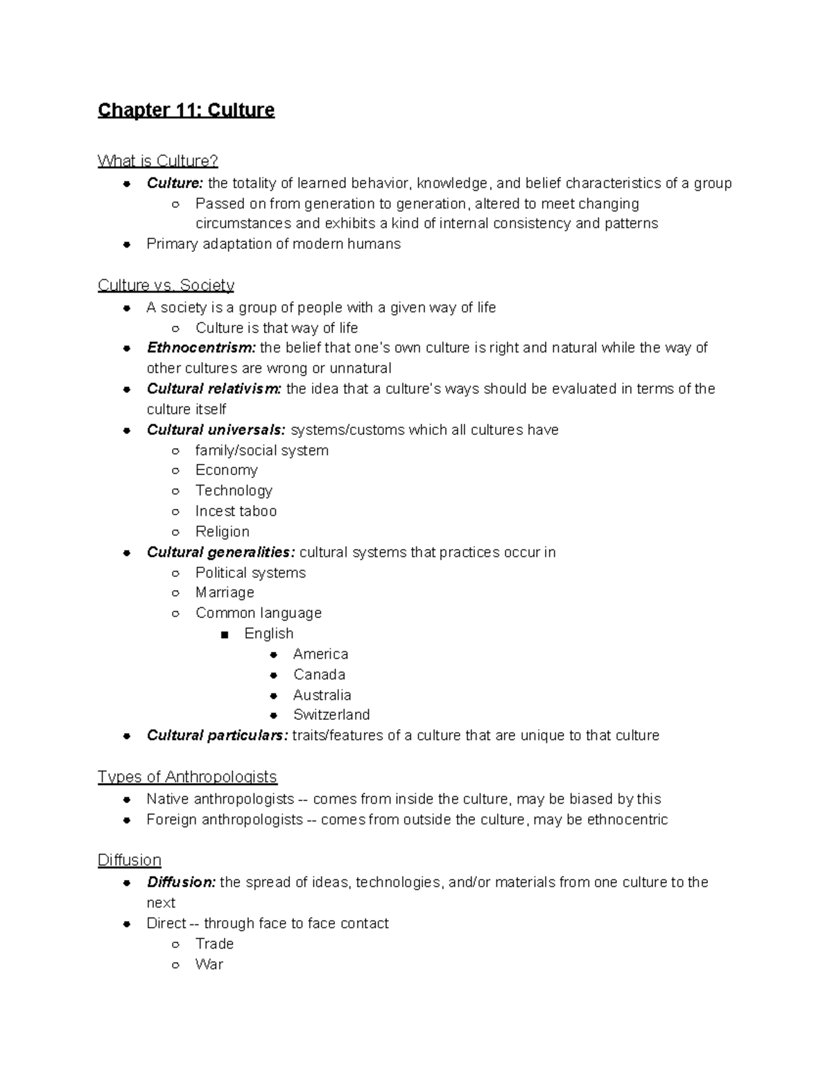 Chapter 11: Culture - Chapter 11: Culture What is Culture? Culture: the ...