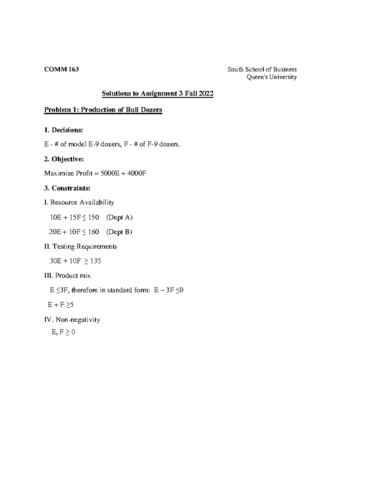 Assignment 3 Solutions 2023 - Smith School of Business Queen's ...