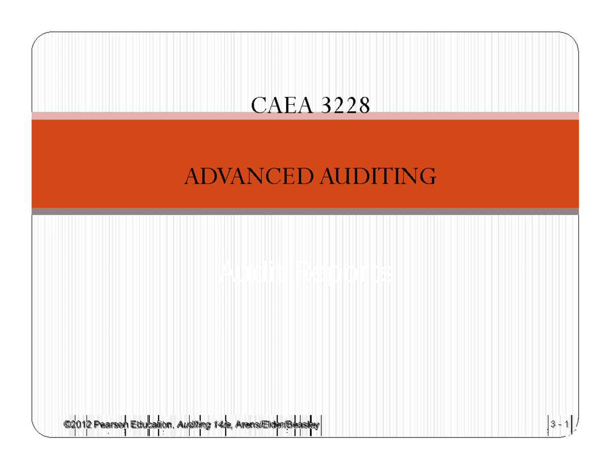 Week6 Auditor Reporting Obligations - ©2012 Pearson Education, Auditing ...