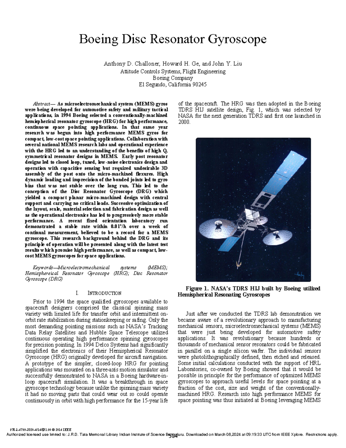 Boeing Disc Resonator Gyroscope - Boeing Disc Resonator Gyroscope ...