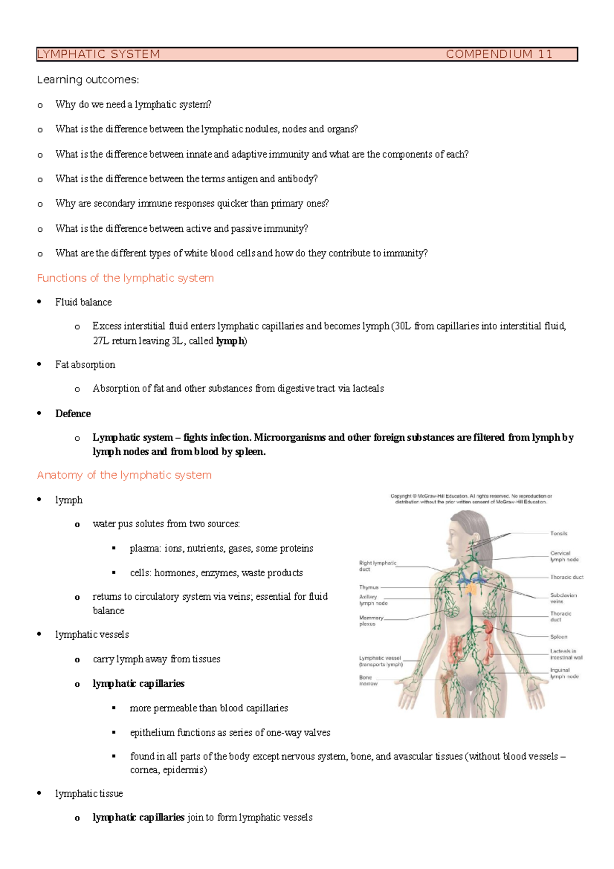 Lymphatic system - Compendium 11 - LYMPHATIC SYSTEM COMPENDIUM 11 ...
