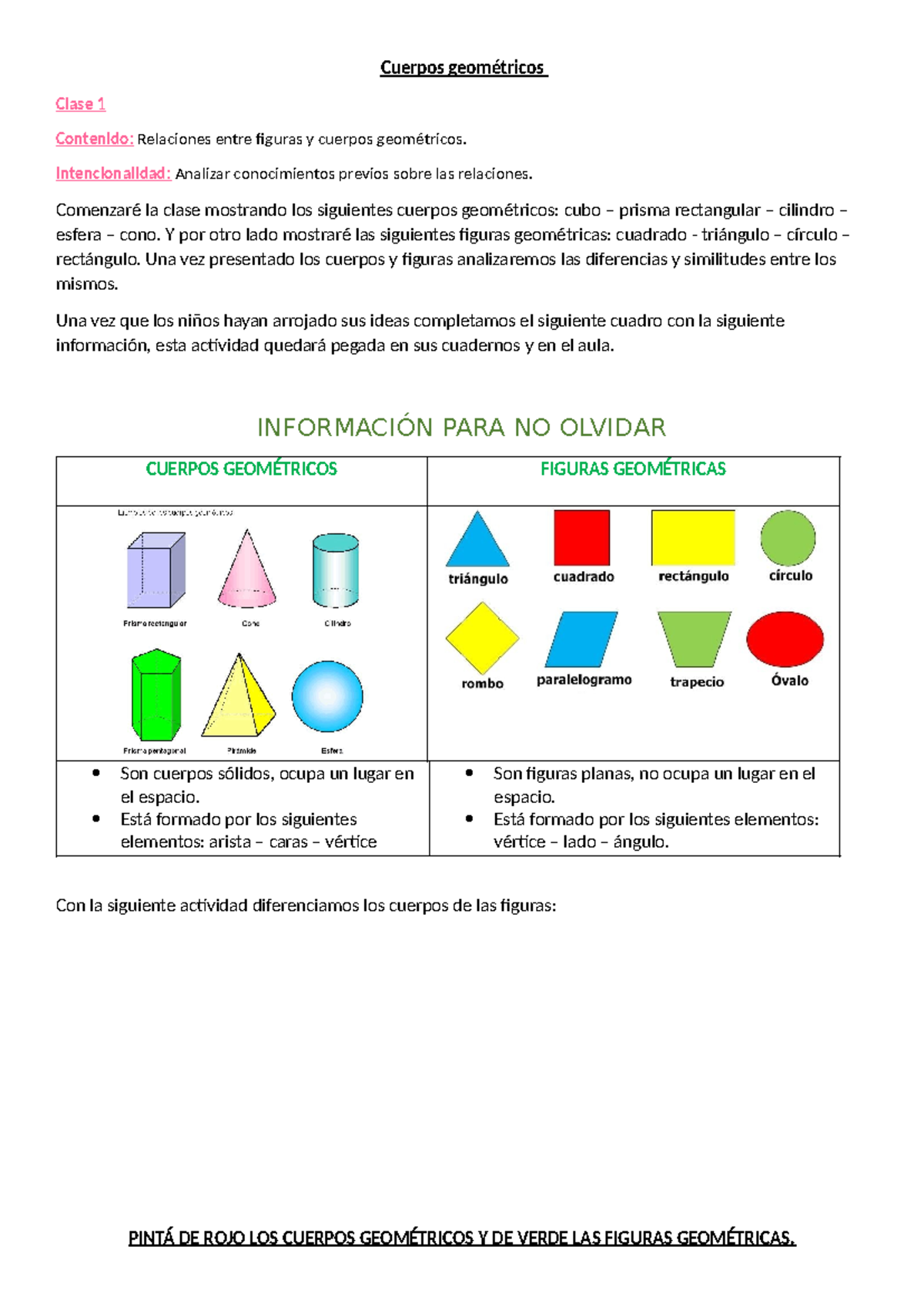 Cuerpos geometricos - ddd - Cuerpos geométricos Clase 1 Contenido ...