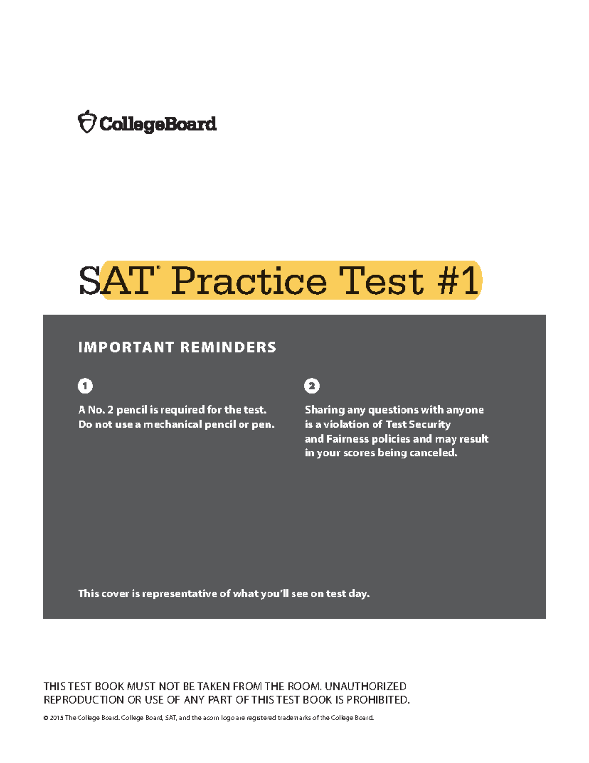 Prep Scholar sat practice test 1 - IMPORTANT REMINDERS SAT ® Practice ...