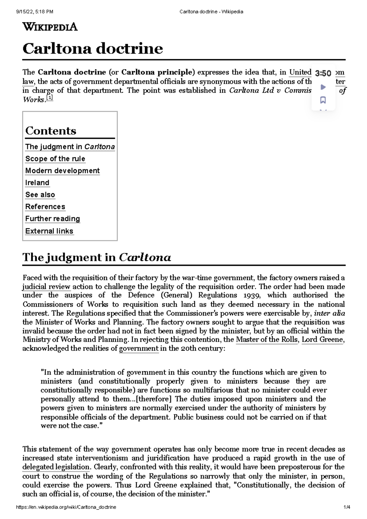Carltona case summary - Carltona doctrine The Carltona doctrine (or ...