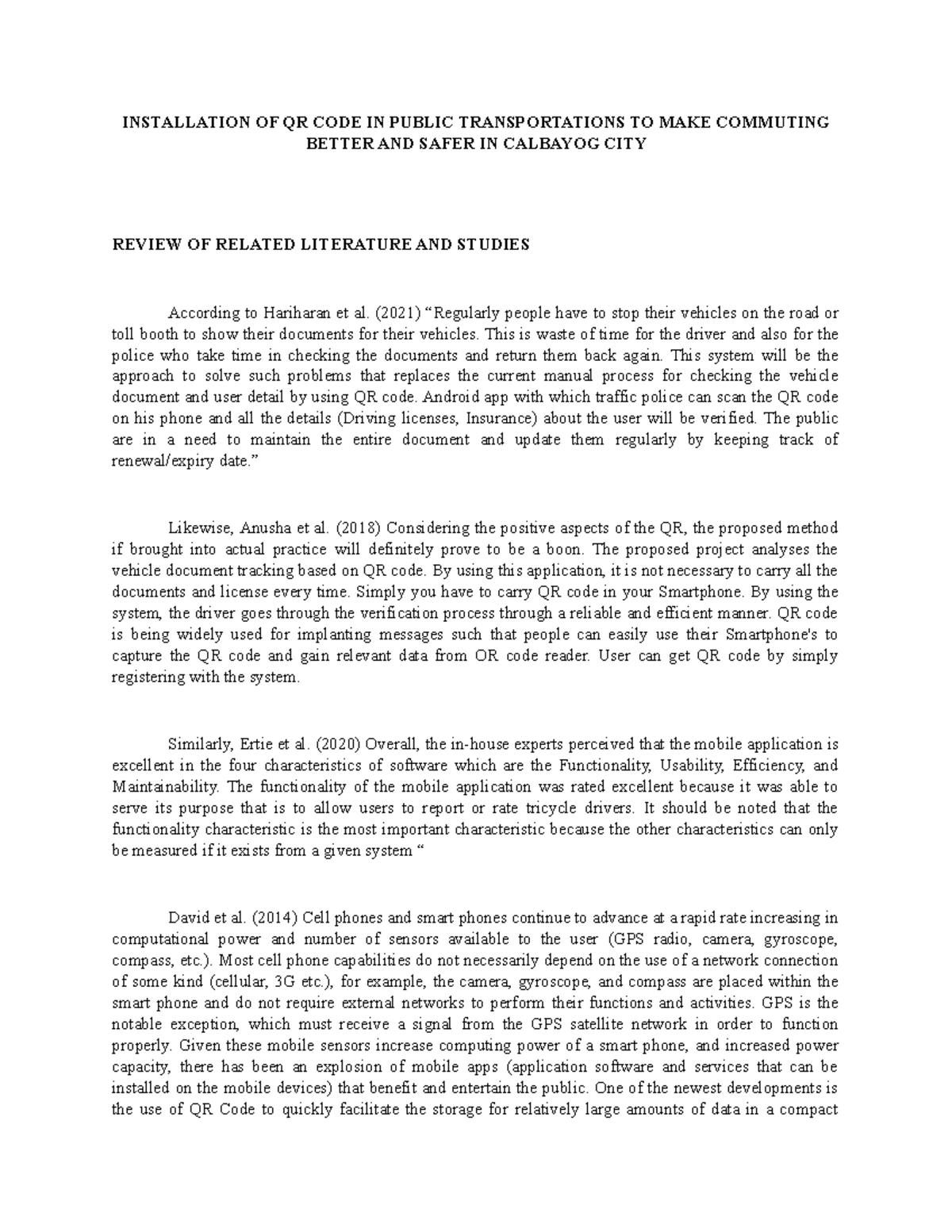 Compilation OF RRLS - INSTALLATION OF QR CODE IN PUBLIC TRANSPORTATIONS ...