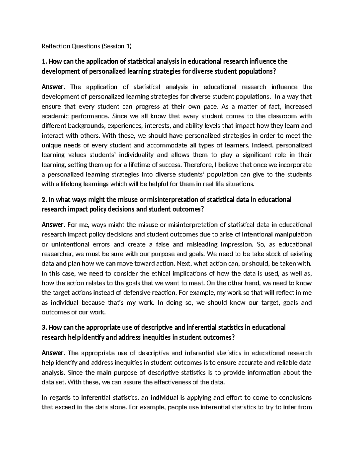 Reflection - we learn more about reliability and credibility of ...