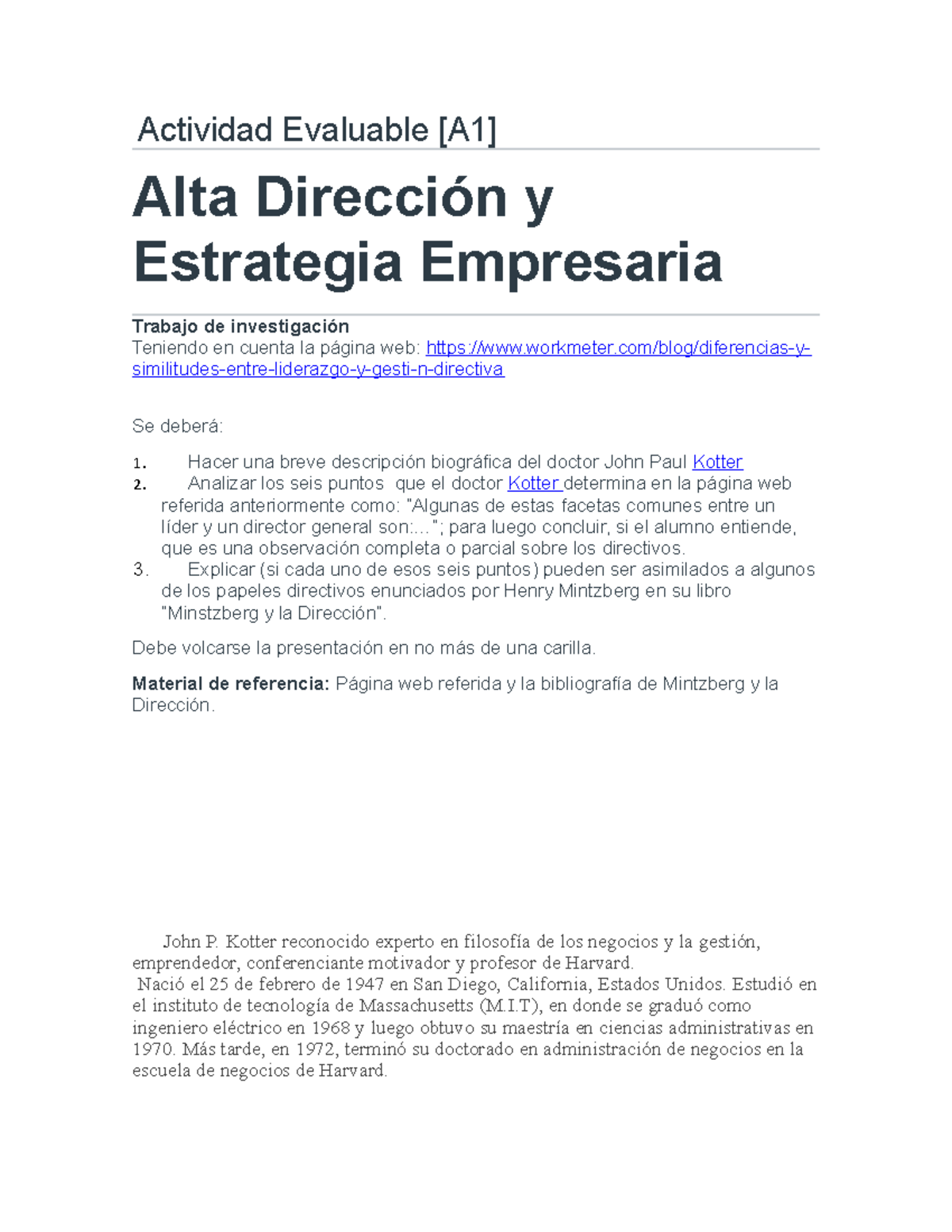 Actividad Evaluable - Trabajo práctico - Actividad Evaluable [A1] Alta ...