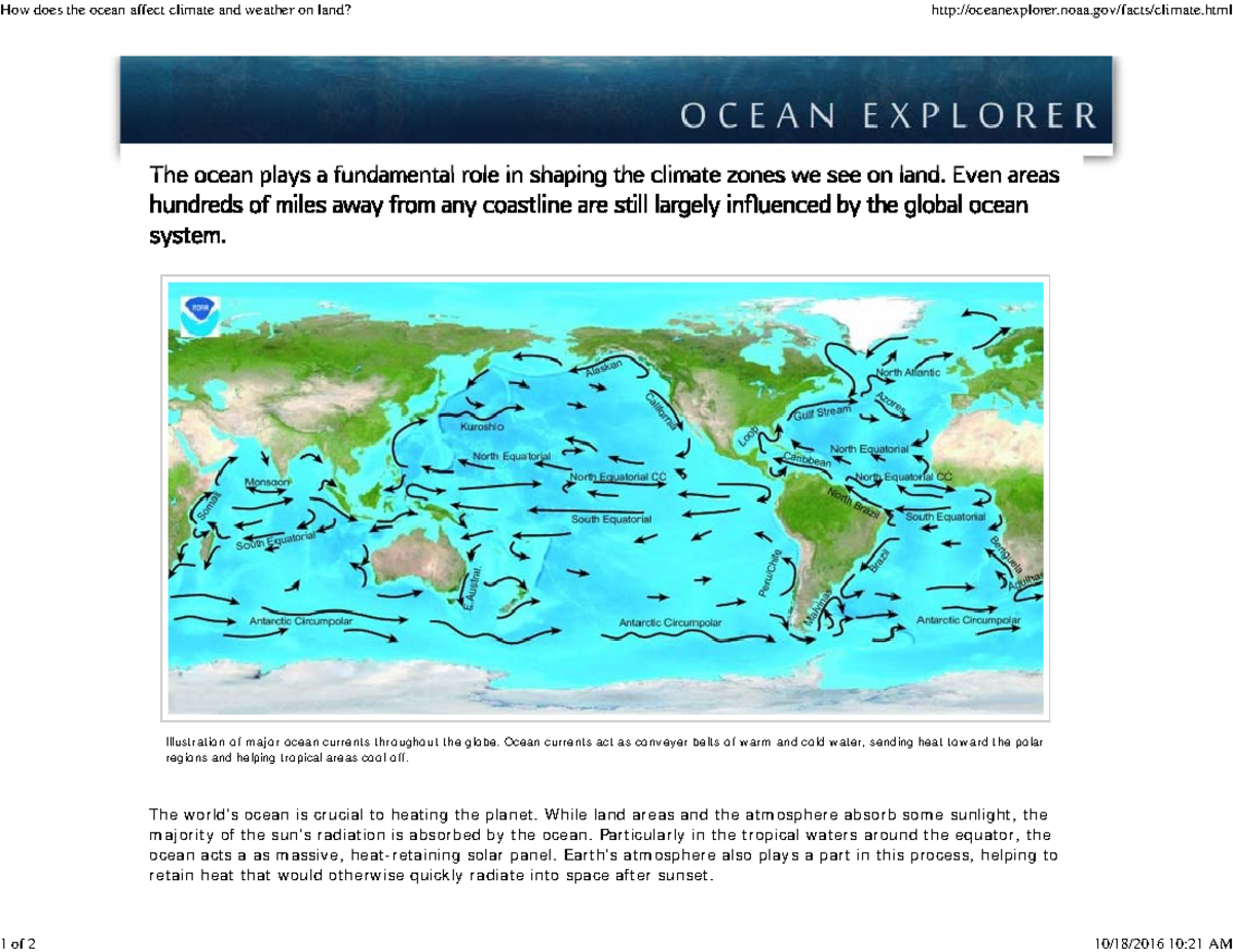 Noaaocean Explorer Climate - How does the ocean affect climate and ...